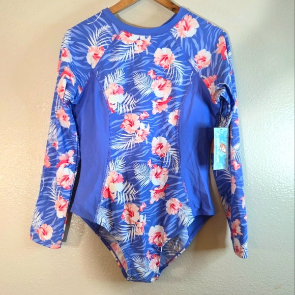Laguna B | Swim | Laguna Tropical Floral Long Sleeve One Piece Swimsuit ...